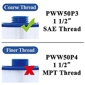 Cryspool Coarse-Thread Spa Filter Compatible with 6CH-940, PWW50P3 (NOT PWW50P4), FC-0359, Waterway Vita Aber,Viking Spa Hot Tub Filter, 45 Sq.Ft,2 Pack