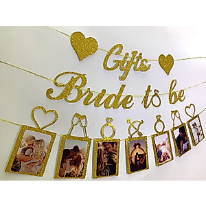 Concico Bridal Shower Decorations - Gifts Bride to be Banner and Photo Banner for Bridal Shower/Wedding/Engagement Party Kit Supplies Decorations decor(Gold)
