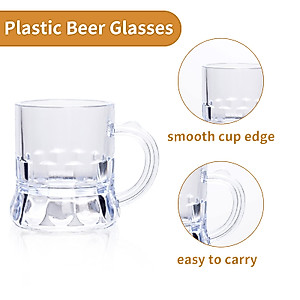 ZZYFGH Mini Beer Mugs, 1 Oz Clear Plastic Shot Glasses Beer Mug with Handles for Party (12 Pieces)