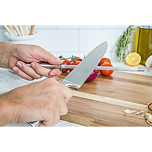 Knife Block Set - 17 Pieces - Includes Solid Wood Block, 6 Stainless Steel Kitchen Knives, Set of 8 Serrated Steak Knives, Heavy Duty Poultry Shears, and a Carbon Steel Sharpening Rod