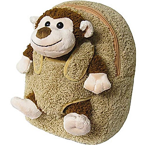 Kids Beige Backpack with Monkey Stuffie -Affordable Gift for Your Little One! Item #DKKI-8295C