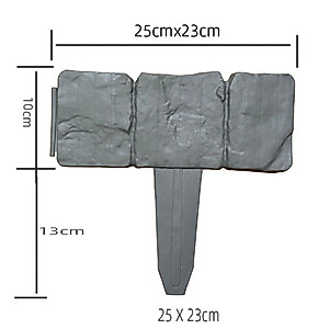 20 pcs Stone Effect Plastic Palisade Fence, Garden Border Edging Gray Stones Effect Fence in Lawn Edging Plant Border Garden Landscape Edging (Black)