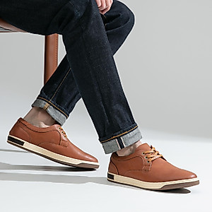 Vostey Men's Fashion Sneakers Brown Simple Leisure Style Casual Shoes(B81Q11 Yellow Brown 10.5)