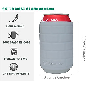 Soft Silicone Sleeves Insulators for Standard Soda/Beverage/Beer Can, 12OZ Standard Can Cold Insulating Covers, Soda Sleeves Coolers Holder, Non-slip Beverage Can Coolier Sleeves (Gray)