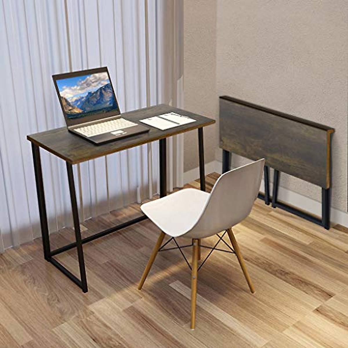 Desktop Home Computer Desk, Modern Simple Office Writing Study PC Laptop Table Multipurpose Workstation with Drawer & Shelves for Bedroom, Living Room, Study Room (US Direct, Vintage)