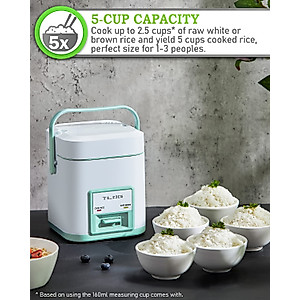 TLOG Mini Rice Cooker 2.5-Cup Uncooked, Healthy Non-stick 1.2L Small Rice Cooker for 1-3 People, Portable Travel Rice Cooker with Steam Tray, Rice Maker for Grains, White Rice, Oatmeal, Veggies