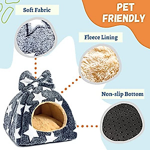 Tierecare Guinea Pig Hideout Hamster Bed Chinchilla House Cute Habitat Warm&Cozy Cage Accessories for Ferret Hedgehog Small Pet Washable