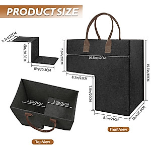 MODOWEY 2Pcs L-Shape Stair Basket Organizer, Foldable Fabric Staircase Storage Organizer with Faux Leather Handles, Large Stair Storage Organizer for Laundry, Toys, Household Items