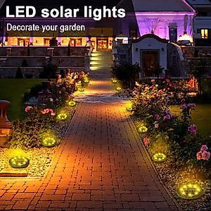 Solar Powered Ground lights 12 Pack,Waterproof LED Solar Lights Outdoor Solar Disk Lights Decorative,Solar Garden Lights for Landscape Pathway Patio Yard Walkway Path Lawn Driveway Lighting Warm White