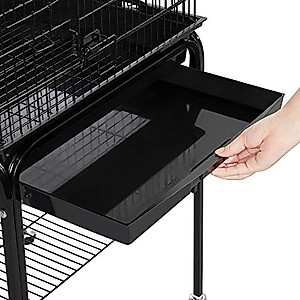 Yaheetech Medium Parakeet Bird Cage for Small Birds Sun Parakeets Green Cheek Cockatiels Conures with Wooden Perches&Rolling Stand, Black