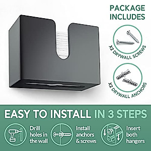 Bamboo Paper Towel Dispenser with Removable Top Tray for Bathroom and Kitchen - Wall Mount and Countertop Multifold Paper Towel, C-Fold, Zfold, Tri fold Hand Towel Holder Commercial (Black)