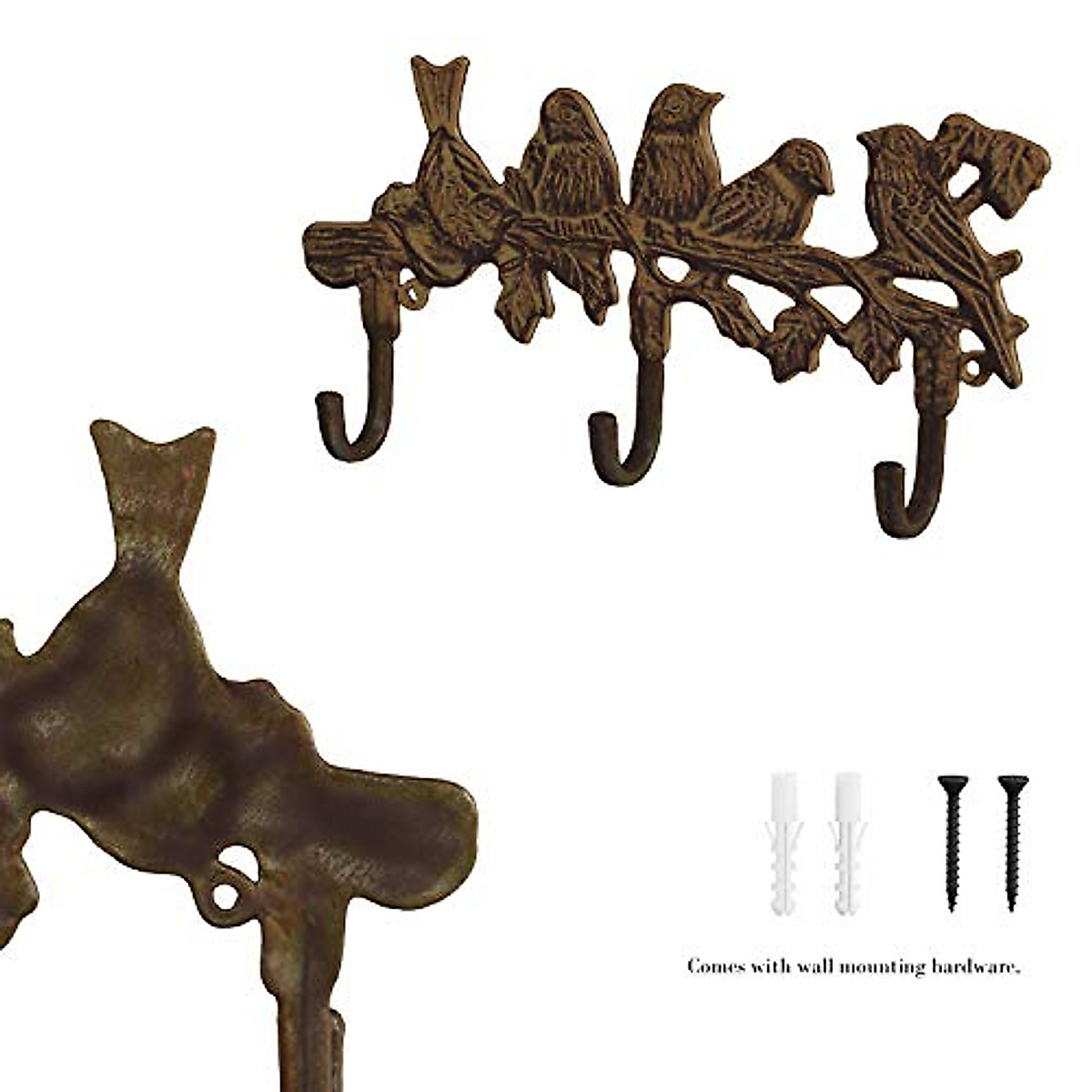 Home Lavish 80-WALLH-BRD1 Decorative Tree Branch and Birds Cast Iron Shabby Chic Rustic Wall Mount Hooks