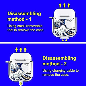 MOSNOVO AirPods Case, Apple AirPods 1 &2 Case, Cool Tokyo Wave Clear Case Design with Luxe Metal Ring Shockproof Protective Cover Case for AirPods