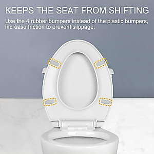 Round Toilet Seat Slow Quiet Close Seat Cover Fit Standard Round Toilet White Toilet Seat with Metal Inserts Easy to Install, Non-slip Seat with Rubber Bumpers Provides Comfort Relieves Pressure Point