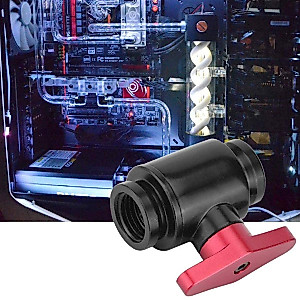 DGZZI G1/4 /Ball Valve G1/4" Screw Thread Brass Black Water Cooling Mini Shutoff Valve Water Stop Switch with Red Metal Handle for PC Water Cooling System