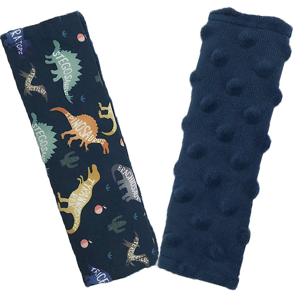 Baby Car Seat Neck Cover, Car Seat Strap Cover, Seat Belt Cushions Pads, Shoulder Strap Protectors, Reversible Pram Harness Covers in Minky Dinosaur, Baby Neck Pad Protector