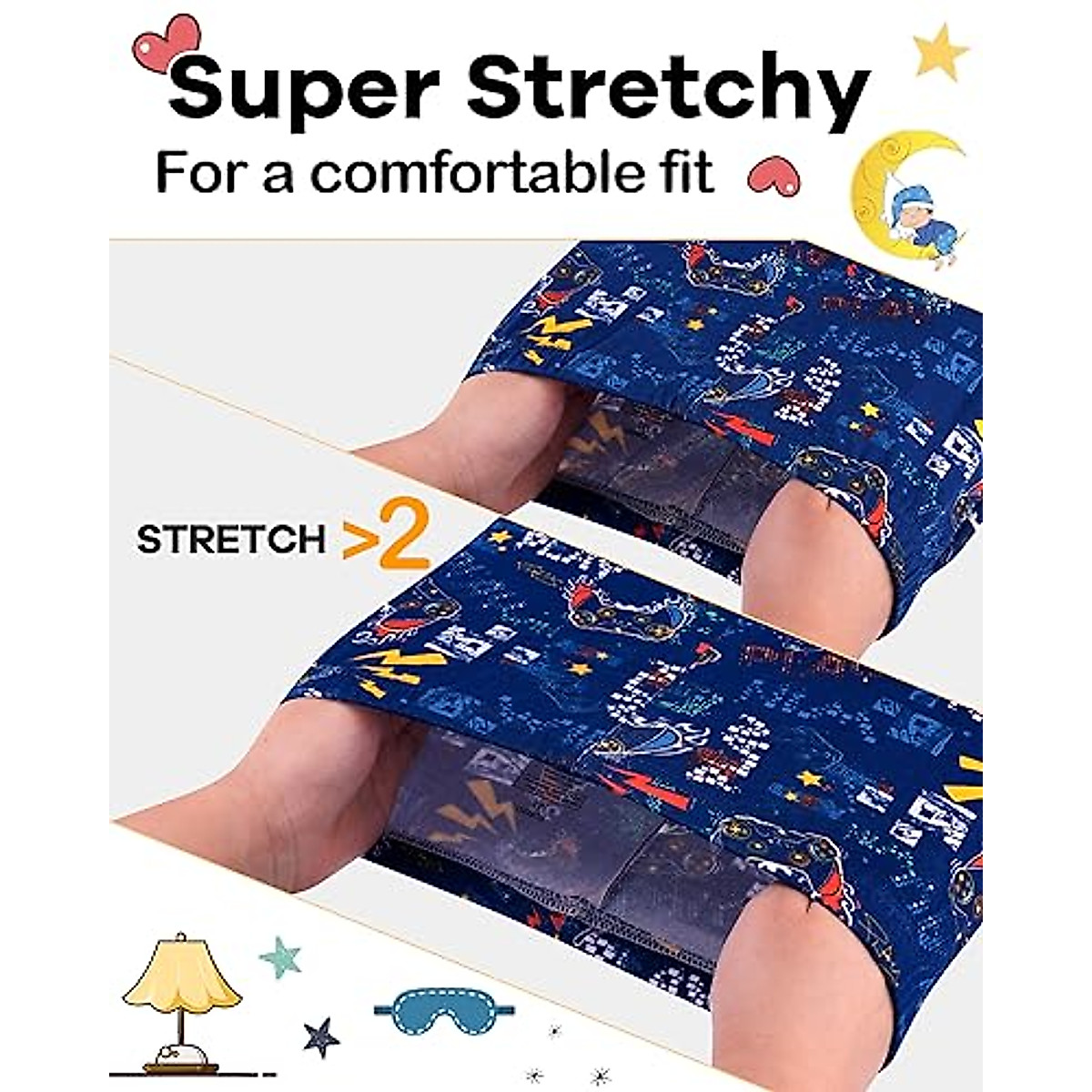 KOBERO Boys Pajamas Size 7 Long Sleeve Pjs for Boys 7t 100% Cotton Pj Sets Kids Sleepwear Child Gaming Themed Jammies Spring Clothes Medium, 6-7 Years Old