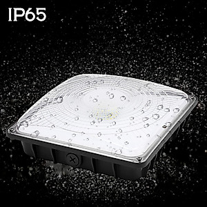 QiMH LED Canopy Light 40W, 9.4”x9.4” Square Ceiling Lights, UL Listed & DLC Qualified, 100-250W HPS/MH Replacement, 5450lm/5000K Daylight White IP65 Waterproof for Garage, Street, Area Lighting