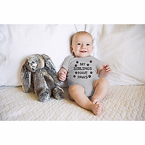 My Sibling have Paws - Funny Baby Essentials Bodysuit - Cute Newborn Outfit Boy Girls Clothes (6 Months, Sports Grey)