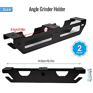 ZPSNDP 2 Pcs Metal Angle Grinder Holder Rack, 4 Bay Power Angle Grinder Stands with Wire Holder, Wall Mount Power Tool Organizer Suitable for Garage Shop Home