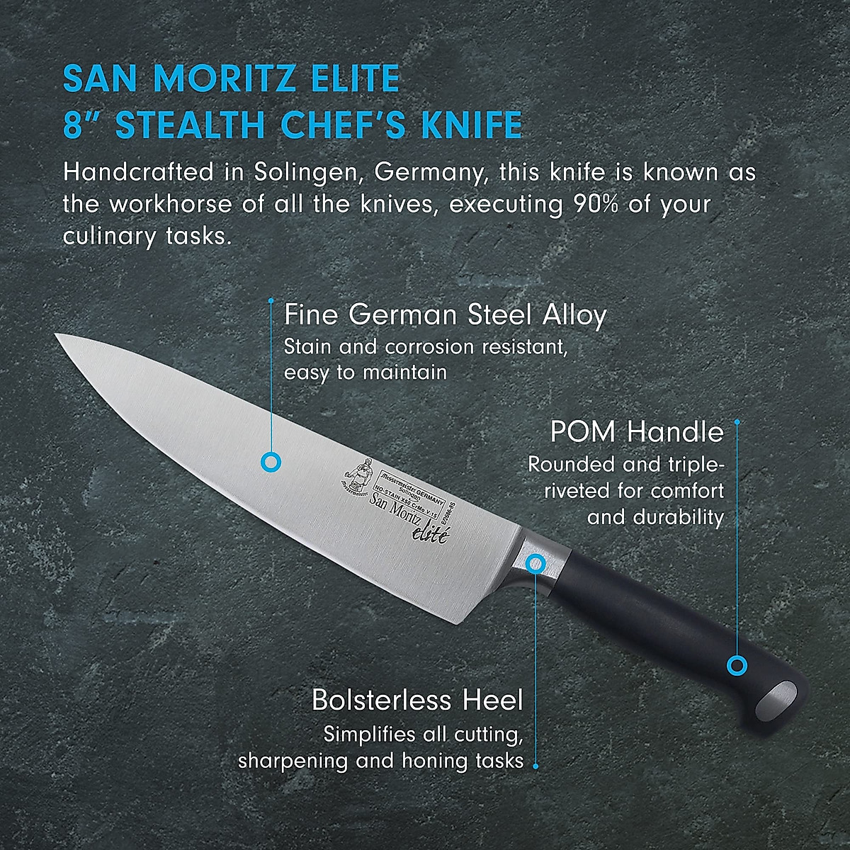 Messermeister San Moritz Elite Stealth Chef's Knife, 8-Inch