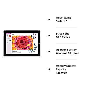 Microsoft Surface 3 128GB WiFi Tablet 10.8" Intel Atom - Silver (Renewed)