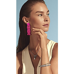 Boderier Mother's Day Beaded Earrings Long Rhinestone MAMA Beaded Drop Earrings Mother's Gift (Hot Pink)
