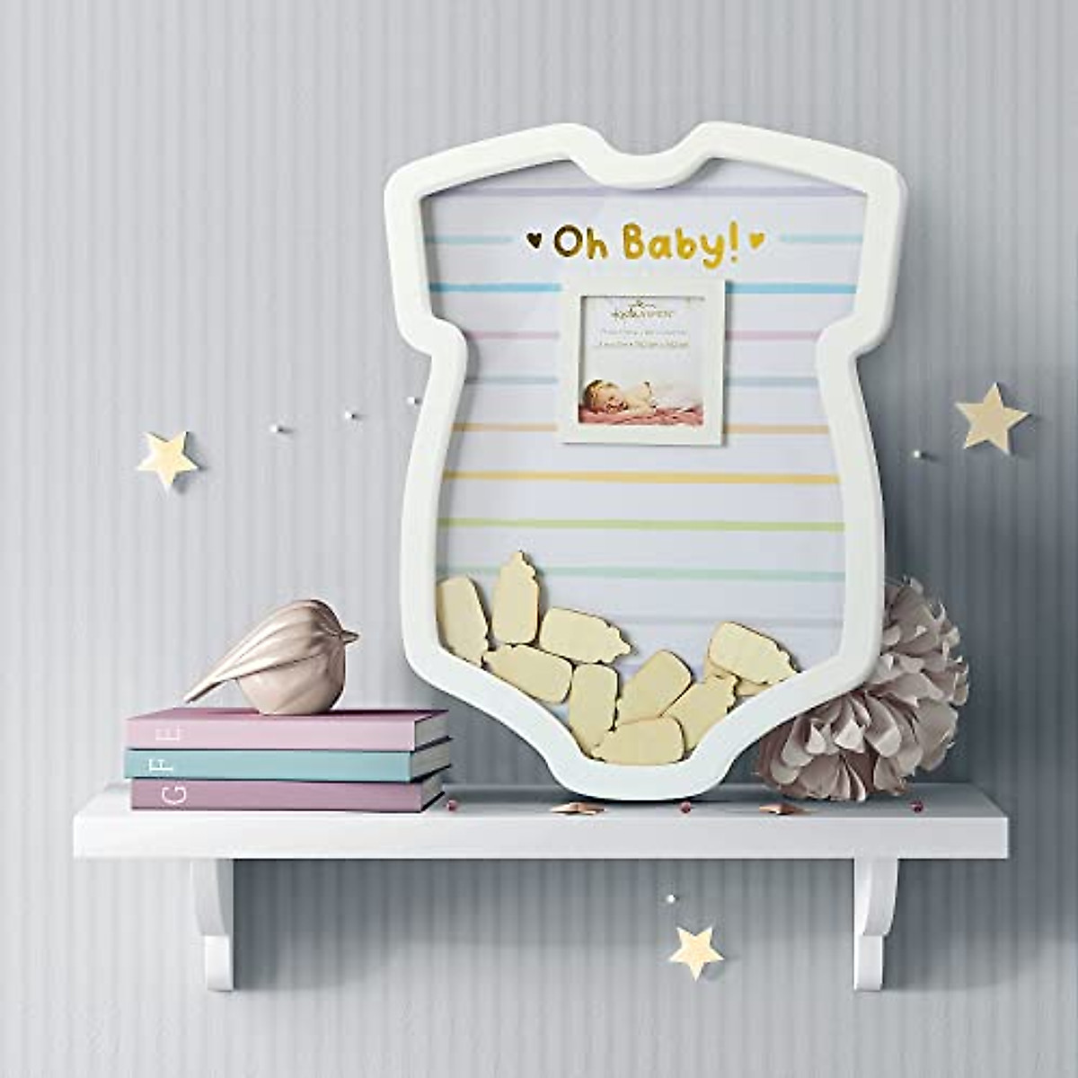 Kate Aspen Onesie Shaped Baby Shower Guest Book Shadow Box & Nursery Decoration Alternative Guestbook, One Size
