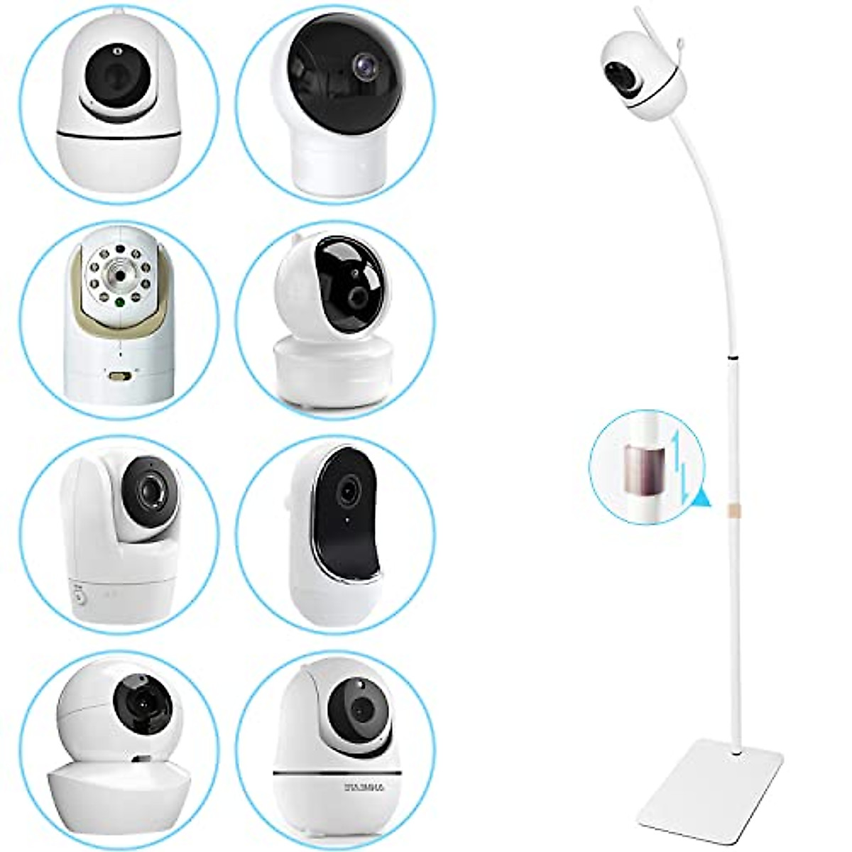 67" Adjustable Height Baby Monitor Floor Stand Holder for Infant Optics DXR-8 Pro,eufy HelloBaby and ANMEATE Baby Monitor,Owlet Kidsneed and BabySense Monitor，Also for Cameras with 1/4 Screw Mount