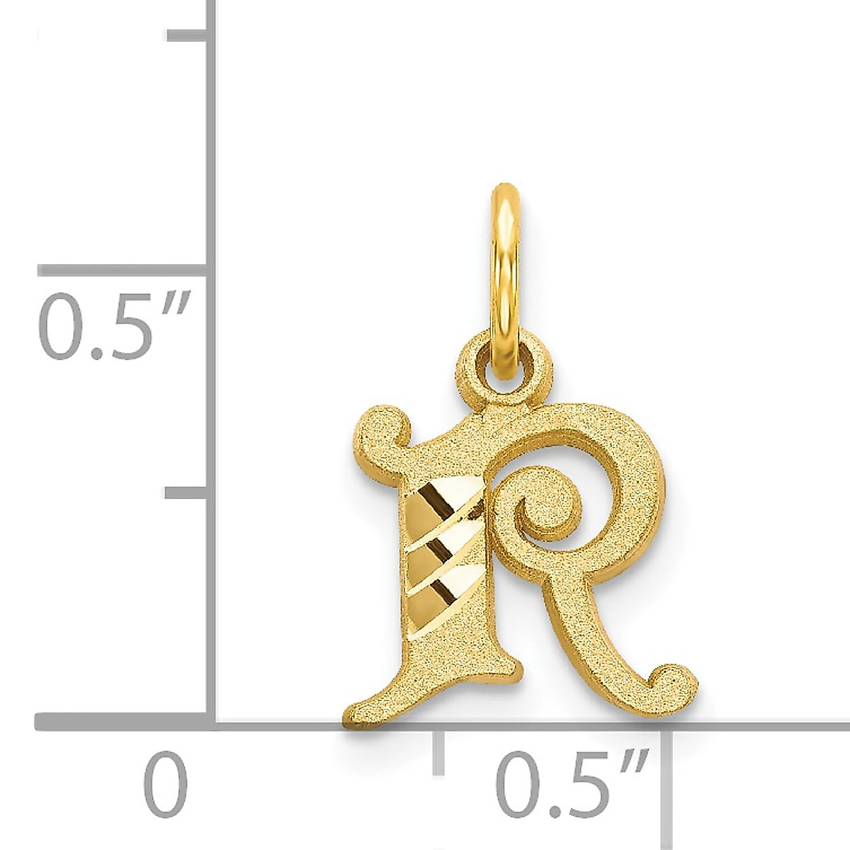 Mireval 14k Yellow Gold Initial R Charm (10 x 17 mm)