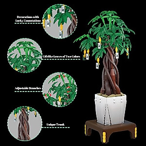 JMBricklayer Bonsai Tree Building Set for Adults 20008 - DIY Unique Money Tree Building Toy, Succulent Plants Flowers Botanical Collection Model for Room Office Decor - Gifts Idea for Boys Girls 14+