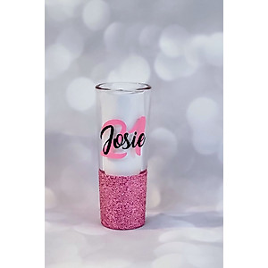 Birthday Glitter Shot Glass, Age, Name (Shot, Cotton Candy)