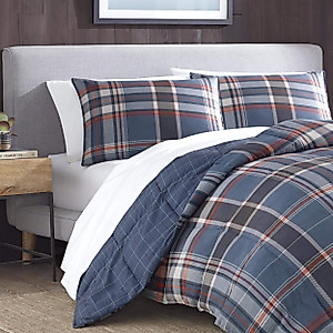 Eddie Bauer - Queen Comforter Set, Reversible Down Alt Bedding with Matching Shams, Home Decor for Colder Months (Shasta Lake Navy, Queen)
