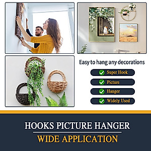 MIHUYAN Picture Hanger Super Hook 20PCS,High-Quality Steel Picture Hanger Hercules Hooks,Used for Drywall, Wood Wall, Plaster Wall, can Hang Photos, Art, Clock, Mirror.