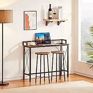 VECELO 39.4" Couch Side & Console Table with 2 Outlet and 2 USB Ports, Narrow Entryway Furniture with Baffle, Extra Long 9.8 Feet Power Cord and Rest Rails, 39.42" L x 11.8”W x 31.5" H, Brown