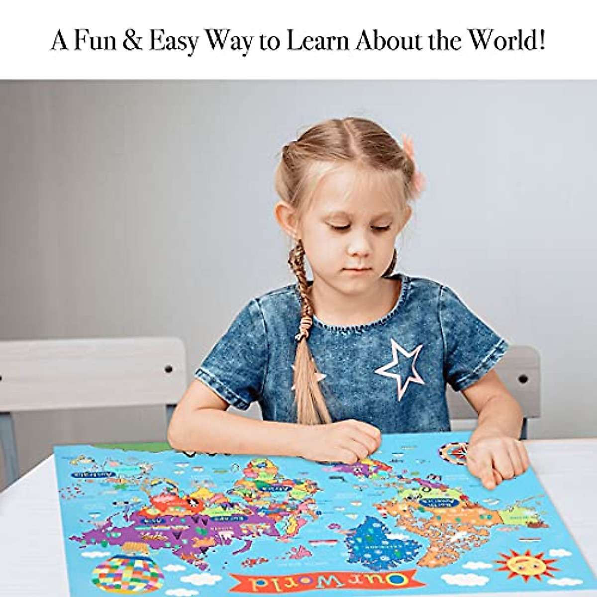 Waypoint Geographic Kids’ World Wall Map, Laminated Wall Map Poster for Kids, Informative Learning Resources, Illustrated Wall Map for Playroom and Classroom Decor, 24" x 36"
