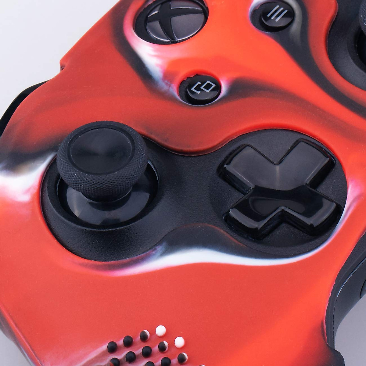 9CDeer 1 Piece of Studded Protective Silicone Cover Skin Sleeve Case + 8 Thumb Grips Analog Caps for Xbox One/S/X Controller Camouflage Red Compatible with Official Stereo Headset Adapter