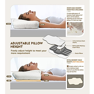 Osteo Cervical Contour Support Pillow for Neck Pain Relief, Adjustable Orthopedic Bed Pillow for Sleeping Side Back Sleepers
