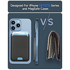 LCYATSI Magnetic Card Wallet Holder with MagSafe for iPhone 12/13/14 Mini/Plus/Pro/Max, Magnetic Cell Phone Wallet Card Holder for Magsafe Compatible with Most of Cell Phone Black
