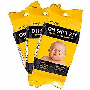 Safety 1st Oh Shit Kit - with Changing Pads, Wipes and More for Accidents on The Go - Funny and Functional (3-Pack)