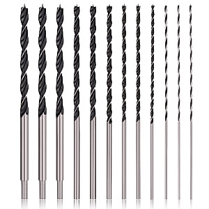 COMOWARE 12" Extra Long Brad Point Drill Bit Set, 12 Pcs High Carbon Steel Long Drill Bit, Long Drill Bits for Wood, Plastic, PVC, Composite & Rubber, 1/8", 3/16", 1/4", 5/16", 3/8", 7/16", 1/2"