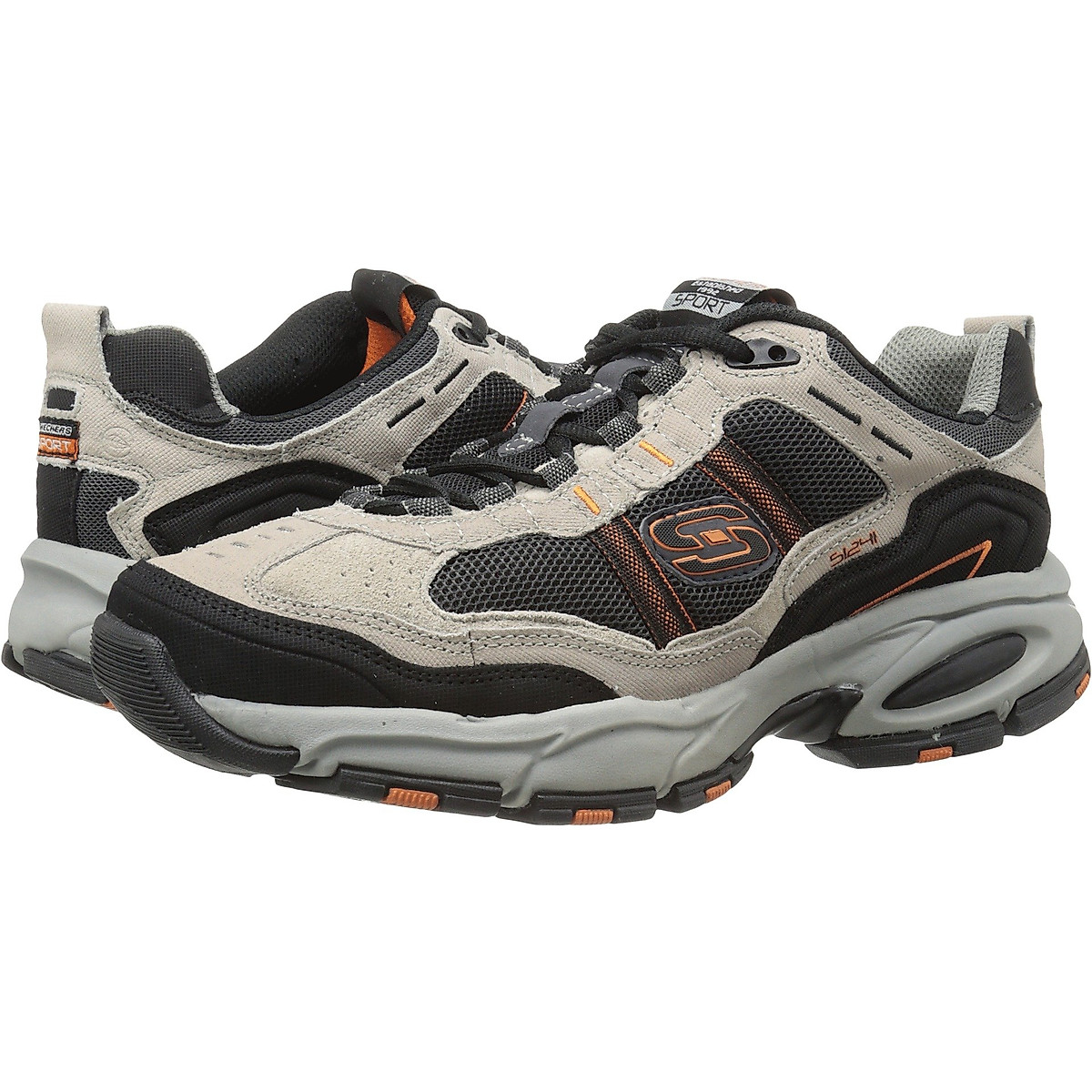 Skechers Sport Men's Vigor 2.0 Trait Memory Foam Sneaker, Taupe/Black, 10.5 XW US