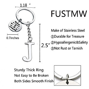 FUSTMW Initial Keychain Alphabet Initial Letter Key Ring Pendant Inspiration Gifts Believe in Yourself and You Will Unstoppable (Initial J)