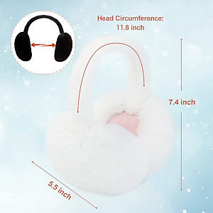 PIGBENGO Foldable Ear Muffs for Women Cold Weather Fluffy Earmuffs Winter Warm Headband Cute Slouchy Ear Warmers (Black)