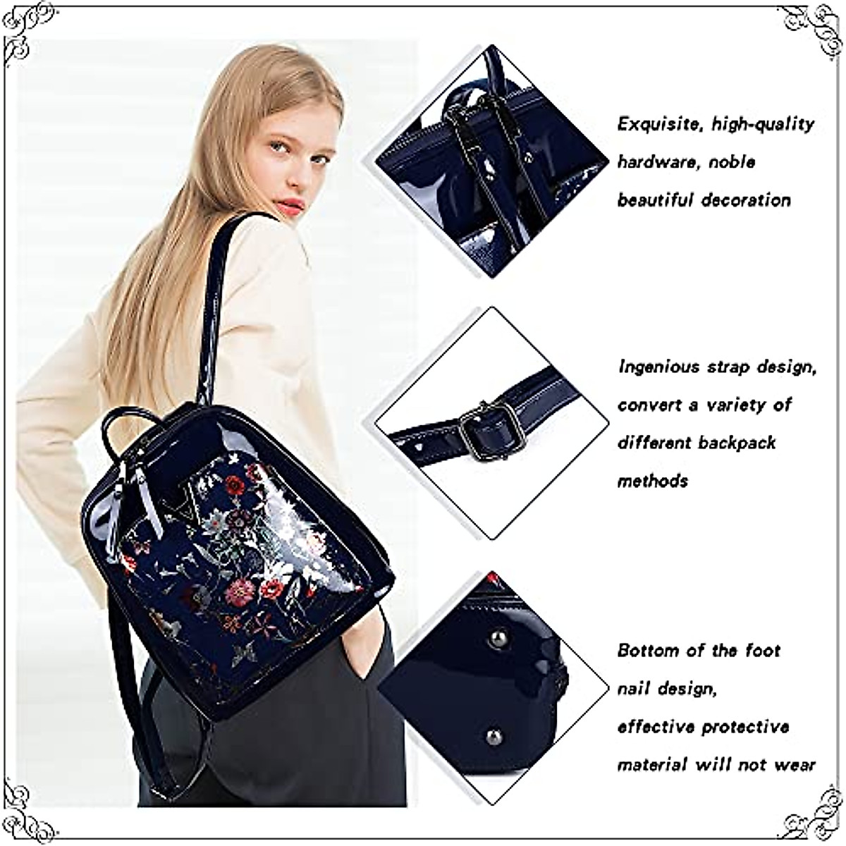 HuxFam Mini Backpack for Women Angelkiss Ladies Fashion PU Leather Backpack Purses Anti Theft Cute Bookbag Womans Small Back Packs