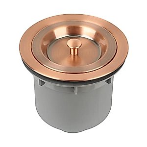 Copper Kitchen Sink Stopper Replacement for 3-1/2 Inch Standard Strainer Drain, Solid Brass with Post Styled Basket - Akicon Faucet(1-1/2" Connector)