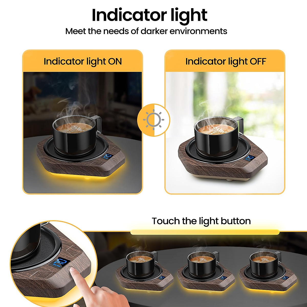 Coffee Mug Warmer, AksBlay Smart Mug Warmer with 3 Temperature Settings, Auto Shut Off Electric Cup Warmer Tea Warmer Beverage Warmer Candle Warmer, Portable Cup warmer for Office, Home Desk