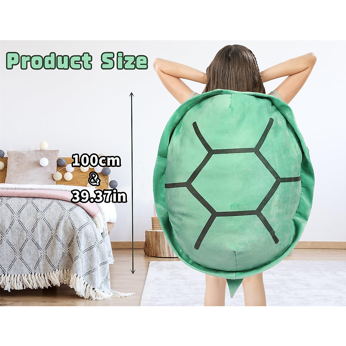 Rruonshully 40 Inch Wearable Turtle Shell Pillows Tortoise Shell Plush Turtle Stuffed Animal Dress Up Cushion Costume for Adlut