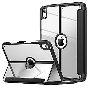 MoKo for iPad 10th Generation Case with Pencil Holder, iPad Case 10th Generation 2022 10.9", Built-in Screen Protector Clear Back, Stain Resistant Multi Angle Viewing Stand, Auto Wake/Sleep, Black