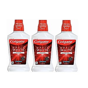 Colgate Optic White Mouthwash, Sparkling Fresh Mint 16 oz (Pack of 3)